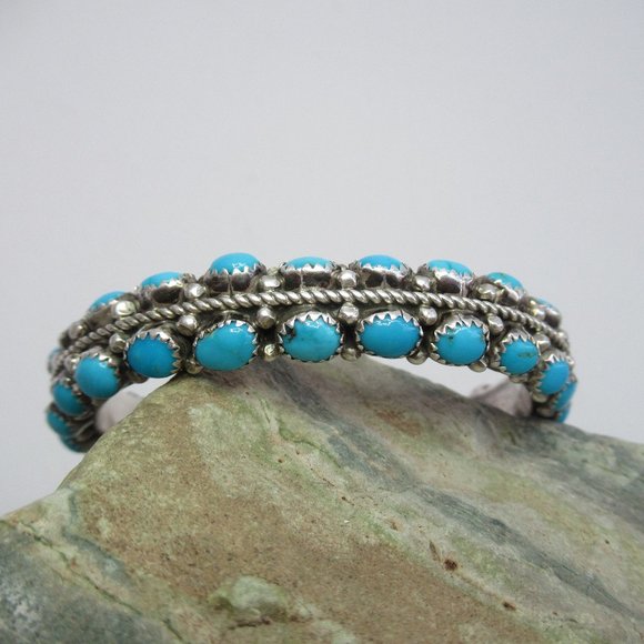 Native American | Jewelry | Signed Sterling Turquoise Bracelet Cuff ...
